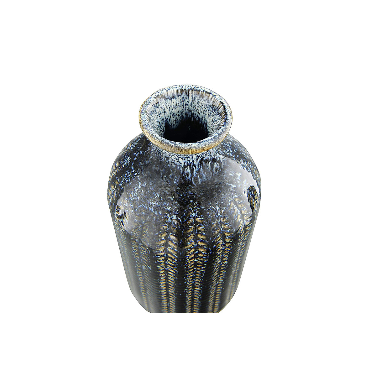 Embossed Stoneware Vase with Reactive Glaze Finish (Set of 3 Sizes) (DF3002)