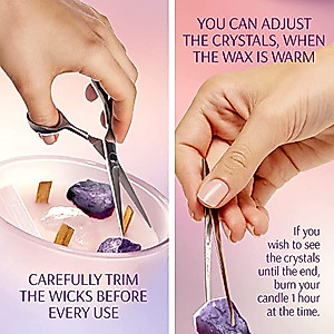 Extra Large Healing Crystals Candle, Crystal Gifts for Women - Amethyst 12 oz Manifestation Candle with Crystals Inside for Gemini Gifts for Women | Zodiac Candle Gifts | Lavender Soothing Crystals