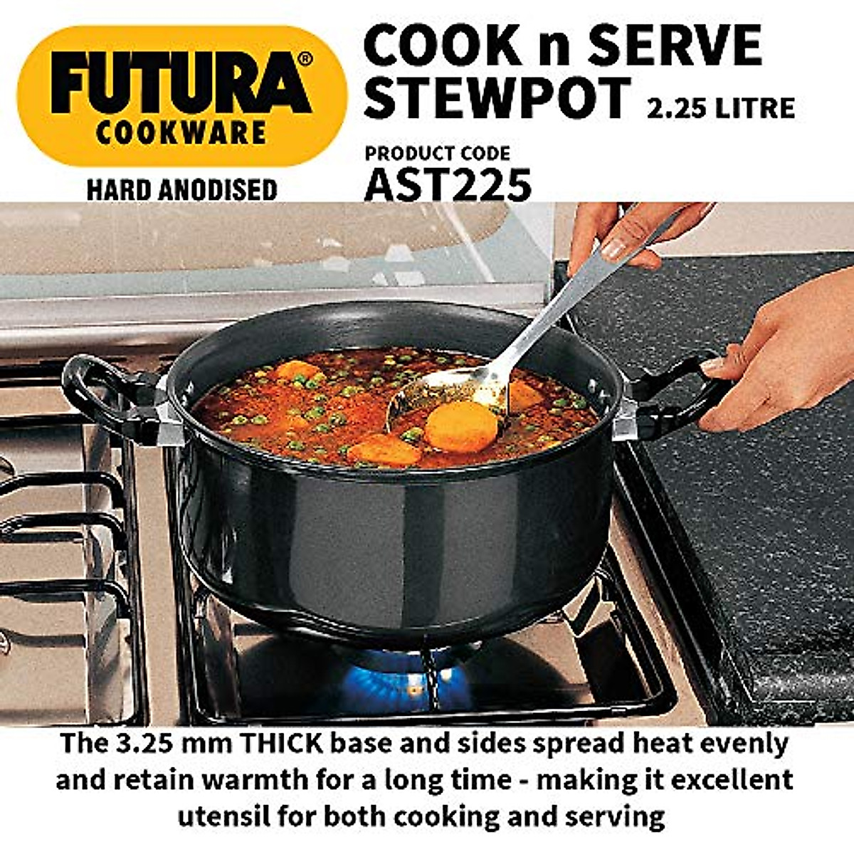 Hawkins/Futura Hard Anodised Cook and Serve Stewpot, 2.25-Liter