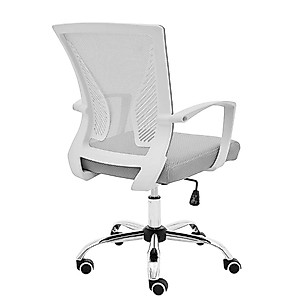 Modern Home Zuna Mid-Back Office Chair - White/Gray, 10.6D x 22.8W x 23.2H Inch