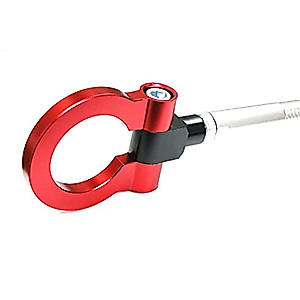 iJDMTOY Sports Red Track Racing Style Tow Hook Ring Compatible with Toyota 2018-up C-HR, 2019-up Corolla Hatchback, Made of Lightweight Aluminum
