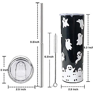 Ghost Tumbler Halloween Tumbler Halloween Gifts for Women, Ghost Cups Gothic Tumblers with Lids and Straw, Coffee Mug Travel Mug Halloween Cup Unique Birthday Christmas Gift