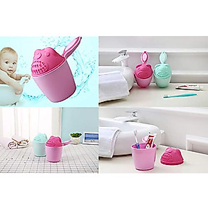 Rinse Shampoo Rinser Baby Rinse Cup Baby Bath Rinser Wash Hair Cup by Protecting Infant Eyes (Bear-Pink)