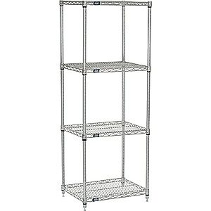 Nexel 18" x 24" x 63", 4 Tier, NSF Listed Adjustable Wire Shelving, Unit Commercial Storage Rack, Silver Epoxy, Leveling feet