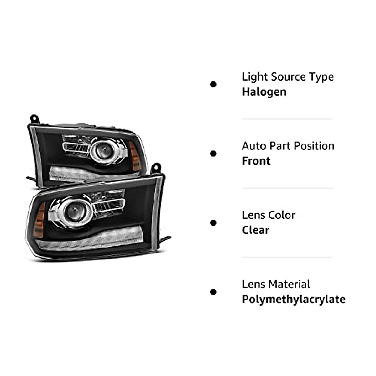 ModifyStreet Black For 09-18 Ram 1500/10-18 Ram 2500/3500 Headlights Replacement Kit( Not Fit with Stock projector Headlights