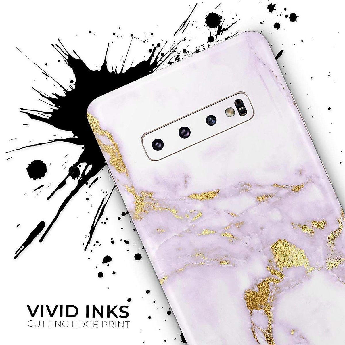 DesignSkinz Purple Marble & Digital Gold Foil V8 Protective Vinyl Decal Wrap Skin Cover Compatible with The Samsung Galaxy S20 (Screen Trim & Back Glass Skin)