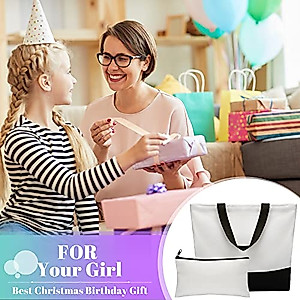 16 Pack Canvas Tote Bag and Makeup Bag Blank Plain Canvas Bag Large Reusable Grocery Bags Shopping Cloth Bags with Handles DIY Craft Bag Canvas with Zipper Cosmetic Bag