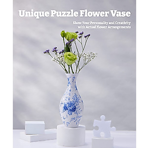 Pintoo 3D Puzzle Vase Unique Flower Vase Made by 160 Curved Plastic Puzzle Pieces House Warming Gift for Flower Arrangements and Home Decoration - [S1033] (Classic, Blooming Season)