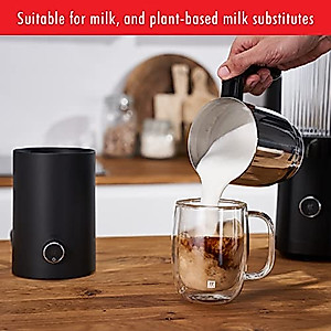 ZWILLING Enfinigy Milk Frother, Hot and Cold Foam Electric Milk Frother, Velvety, Creamy Microbubbles for Milk and Plant-based Milk Substitutes - Black