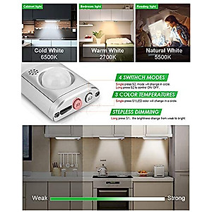 goodland Under Cabinet Lighting 80 LED Closet Light, Motion Sensor Lights Indoor USB Rechargeable Dimmable Wireless Stick-on Night Light Bar for Kitchen, Wardrobe, Garage, Stairs, Bedroom (3 Packs)