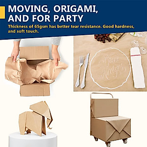 PerkHomy Brown Kraft Paper Roll 17.5" x 600" (50') for Gift Wrapping Bulletin Board Kids Craft Art Bouquet Flower Packing Moving Shipping Floor Covering Table 70GSM 50LB (Brown, 17.5" x 50')