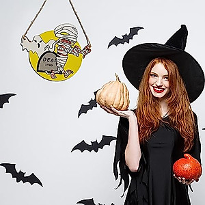 Halloween Door Sign Halloween Door Decorations Halloween Wooden Hanging Sign Wreath for Holiday Home Bakery Classroom Farmhouse Window Decor 6 Inch