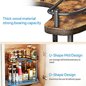 Revolving Spice Rack Organization Lazy Susan Organizer - Height Adjustable Spinning Turntable for Cabinet Pantry Kitchen Seasoning, 12 inches, Solid Wood, Black