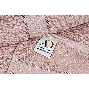 Ample Decor 100% Cotton 6 Pcs Bath Towel Set, Luxury Bath Towels for Bathroom - 2 Bath Towels, 2 Hand Towels, 2 Washcloths - Soft Pink