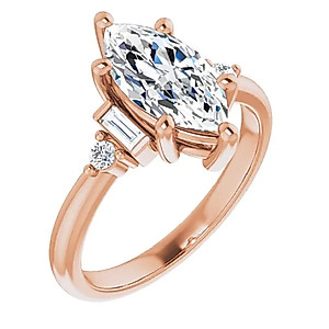 925 Silver, 10K/14K/18K Solid Gold Moissanite Engagement Ring, 1.0 CT Marquise Cut Handmade Solitaire Ring, Diamond Wedding Ring for Women/Her Anniversary Proposes Ring, VVS1 Colorless