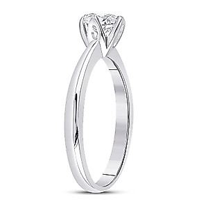 The Diamond Deal 14kt White Gold Womens Round Diamond Solitaire Bridal Wedding Engagement Ring 1/2 Cttw
