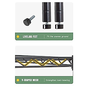 FDW 14" D x 36" W x 72" H 5-Shelf Wire Shelving Adjustable Metal Shelf Large Storage Shelves Heavy Duty Height Commercial Grade Steel Layer Shelf 1250 LBS Capacity,Black