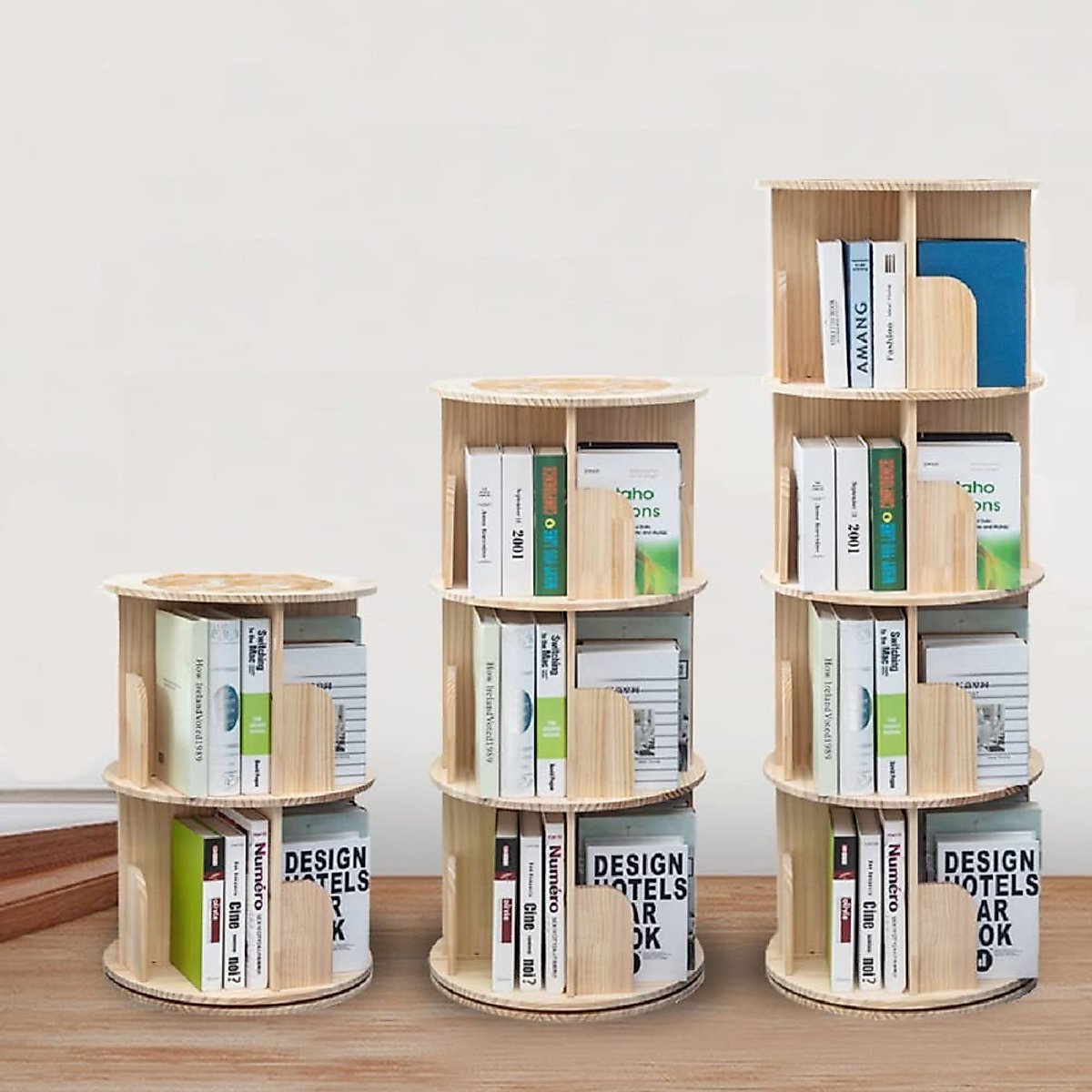 Heehee Rotating Bookshelf 360 Display Floor Standing Bookcase Storage Rack for Kids&Adults Multi-Functional Bookshelf Organizer (3-Tier)