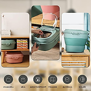 Collapsible Dog Food Storage Container, 30 Lb Pet Cat Pantry Plastic Large Containers Bin with Wheels Airtight Lids Locking Bowl, 50 Lb Kitchen Cereal Flour Sugar Rice Leakproof Sealable Dry Holder