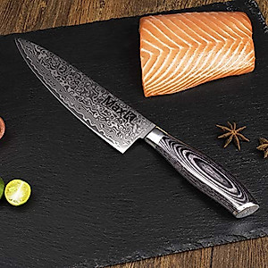 Max K 8-Inch Chef’s Knife - VG10, 67-Layer Damascus Steel Kitchen Knife - Razor-Sharp Hidden Tang Cooking Utensil - Food Cutting, Slicing Kitchen Accessories - 8-Inch Professional-Grade Culinary Tools