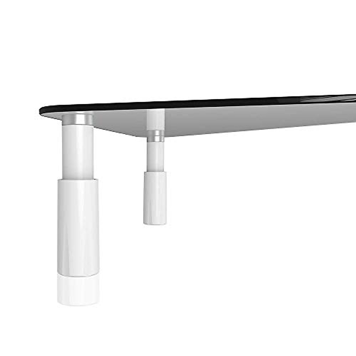Mount Plus STB101 22.5 Inch Wide Tempered Glass Monitor Riser Desktop Stand Height Adjustable Table Top for Flat Screen LCD LED TV, Laptop, Notebook, Display (1 Pack)