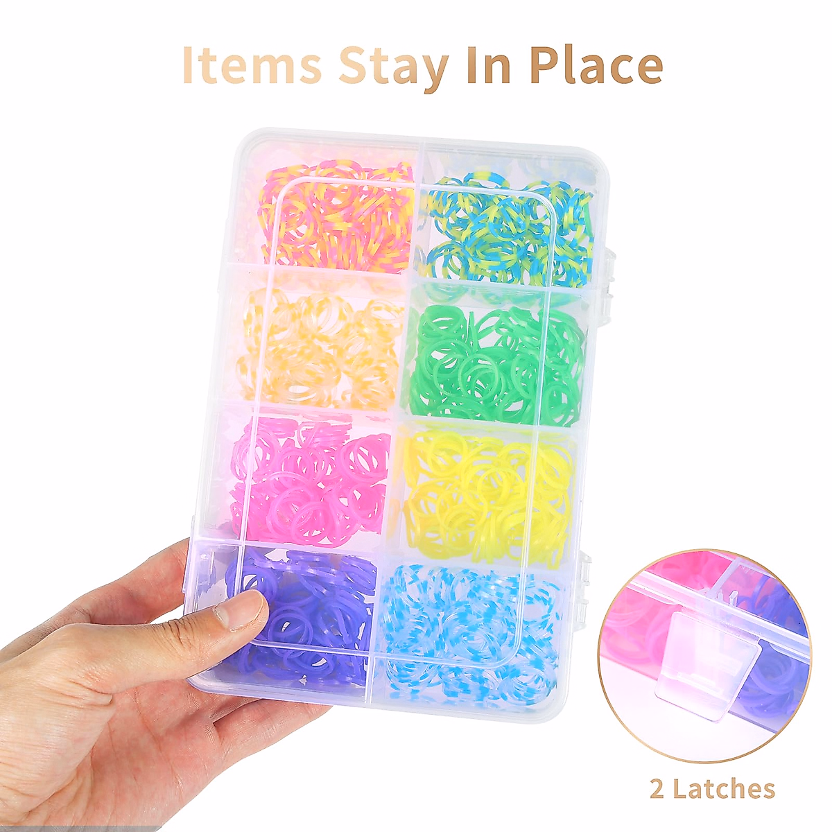 QUEFE 2 Pack 8 Grids Bead Organizers and Storage, Plastic Organizer Box with Removable Dividers Tackle Box Organizer for Candies Snacks Electronics Jewelry Small Parts