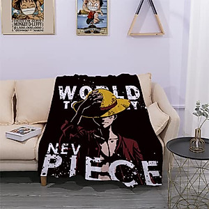 THEDAY One Piece Blanket Luffy Blanket Anime Throw Blanket Flannel Fleece Siesta Sofa Throw Lightweight Cozy Bed Soft and Warm 60"X50" (B,60"X50")