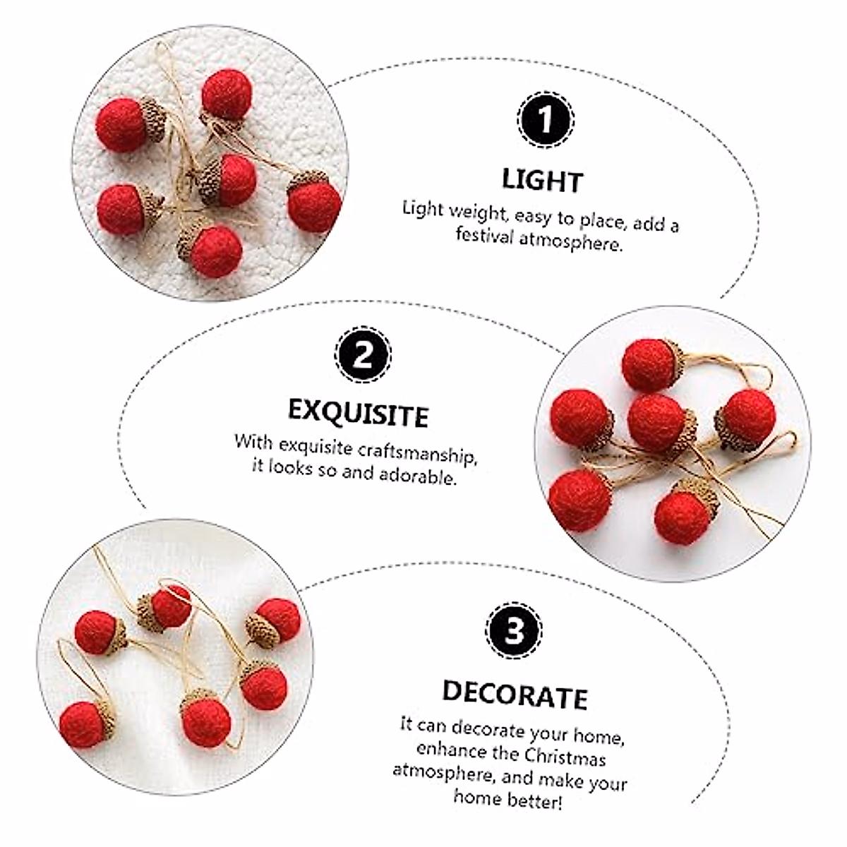 Artibetter 12pcs Felt Pine Cones Red Accessories Christmas Decor Dining Room Table Decor Winter Centerpieces for Table Christmas Pine Cone Ornaments Wool Felt Ball Ornaments Red DIY Pendant