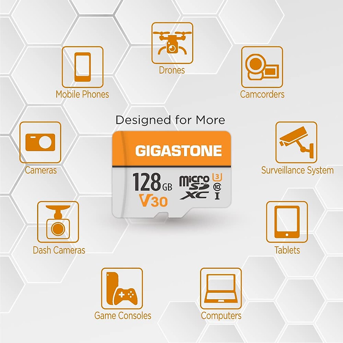 Gigastone 128GB 10-Pack Micro SD Card, 4K Video Pro, GoPro, Surveillance, Security Camera, Action Camera, Drone, 95MB/s MicroSDXC Memory Card UHS-I V30 Class 10, with 2 Adapters