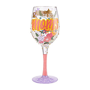 Enesco Designs by Lolita Best Mom's Get Promoted to Grandma Artisan Hand-Painted Wine Glass, 1 Count (Pack of 1), Multicolor