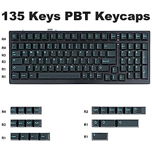 GEKUCAP Custom Keycaps, 121 Keys Green Translucent Keycaps, ABS Double Shot Keycaps, Cherry Profile Keycaps Set for Gaming Keyboard Cherry MX Switches Mechanical Keyboard 61/87/104/108 (Green)