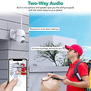 wansview Security Camera Outdoor, 1080P Pan-Tilt 360° Surveillance Waterproof WiFi Camera, Night Vision, 2-Way Audio, Smart Siren, SD Card Storage& Cloud Storage and Works with Alexa W9