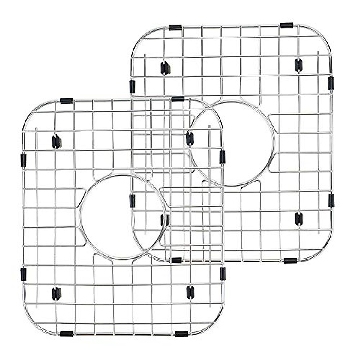Sink Protectors for Kitchen Sink - 13 5/8 in x 11 5/8 Stainless Steel Sink Grid 2pcs Set - Kitchen Sink Protector Center Drain Hole - Rust-Resistant Metal Accessories