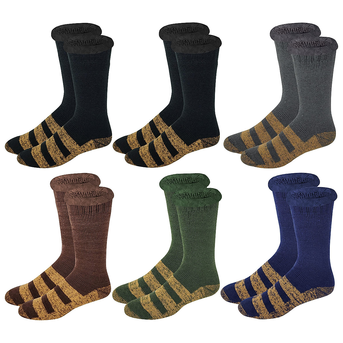 6 pairs Packs Thermal Lodge Socks for Men and Women, Heated Winter Non-Skid Boot Socks, Insulated for Cold (as1, numeric, numeric_10, numeric_13, regular, regular, Assorted Copper, 10-13)