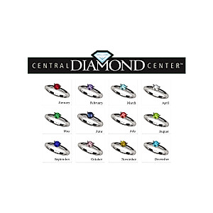 Central Diamond Center 925 Sterling Silver Lucita Solitaire Birthstone Ring w/Simulated Birthstone - March - Size 8