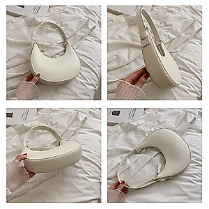 HANDAFA PU Leather Moon Hobo Bag Saddle Handbag Crescent Shoulder Bag For Women(Black)