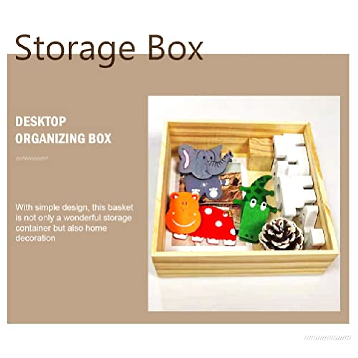 Zerodeko 4pcs Unfinished Wooden Box Stackable Rustic Wood Square Storage Organizer Container Craft Box for DIY Craft Collectibles Home Venue Desktop Drawer Decor Succulent Pot