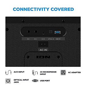 ION Audio ION Rocker Max Portable Bluetooth Karaoke Microphone Lights and Radio for Halloween, Christmas, NYE Party-Powerful 120W Speaker, Black 2