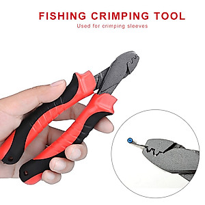 EVTSCAN Multi-Functional Fishing Crimping Pliers Heavy Duty Carbon Steel Rubber Handle Wire Rope Crimping Tool Tackle Accessory