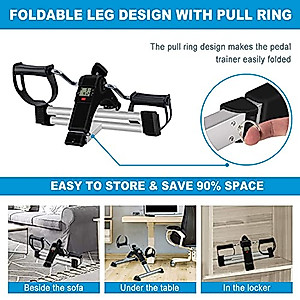 TABEKE Pedal Exerciser, Under Desk Bike Stationary Exerciser for Arm and Leg Workout, Portable Folding Sitting Cycle