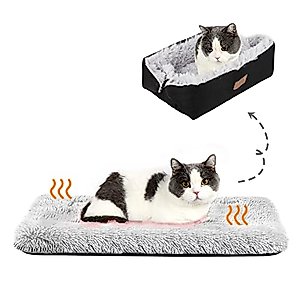 HDLKRR Cat Bed Small Dog Bed, Self Warming Cat Beds Self Heating Cat Dog Mat, Extra Warm Thermal Pet Pad for Indoor Outdoor Pets, Calming Dog Crate Bed Pet Cushion, 23.6x19.7inch