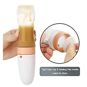 PandaEar (2 Pack) Silicone Baby Food Dispensing Spoon|4 oz Infant Fruit Squeeze Feeder| Travel Friendly Kids Toddlers Boys Girl (Blue)