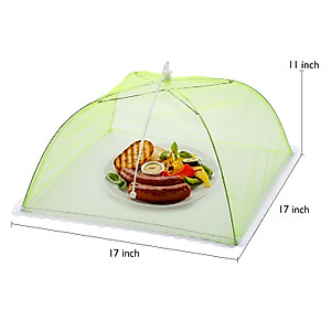 Mesh Screen Food Cover Tents - Set of 4 Umbrella Screens to Keep Bugs And Flies Away From Food at Picnics, BBQ & More - 4 Colors (Pink, Green, Blue, Yellow)