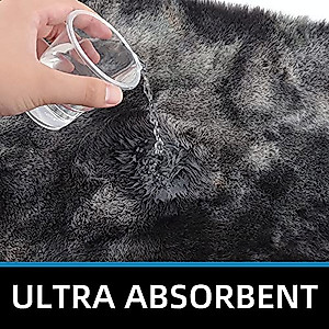 Bathroom Rugs Sets 3 Piece, Bath mats, Contour Mat and Toilet Seat Cover, Non-Slip Soft Thickness Faux Fur Rabbit Water Absorbent Shower Carpet Rug with PVC Point Rubber Backing, Machine Washable