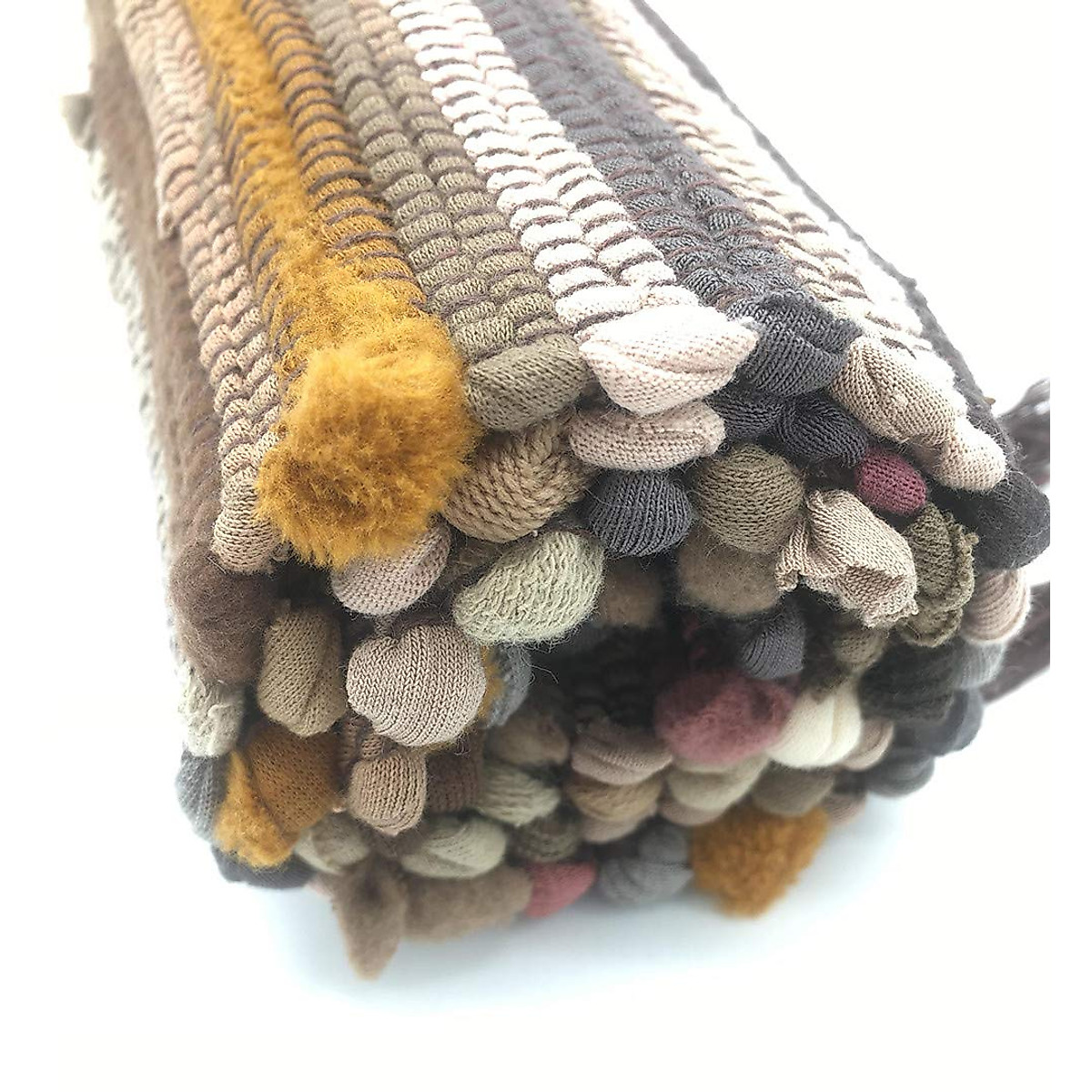 Zeafeel Chindi Rag Rug, Machine Washable Cotton Reversible Rag Rug Hand Woven Multi Color Striped Area Rug Floor Rugs for Bedroom, Living Room, Kitchen and Laundry Room (20'' x 31", Coffee)