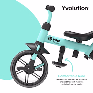 Yvolution 3 in 1 Flippa Toddler Trike, For Boys and Girls 2 to 5 Years Old, Convertible Push Tricycle, Balance Bike, With Footrest and Parent Steering, Adjustable Seat and Handlebars, Max Weight 55lbs