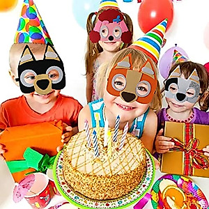 24 Packs Puppy Dogs Felt Masks Party Favors for Kids, Blue Puppy Game Video Party Supplies, Blue Puppy Themed Birthday Party Decorations Gift for Boys Girls