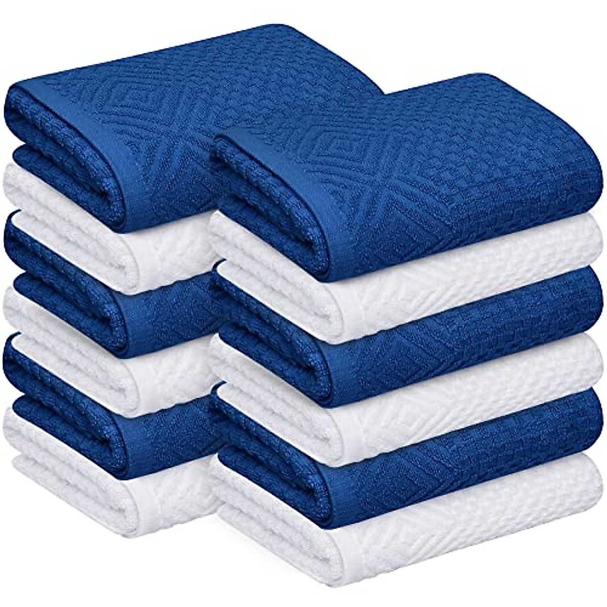 Oakias Kitchen Towels Blue (12 Pack, 16 x 26 Inches) – Cotton Kitchen Hand Towels – 450 GSM – Highly Absorbent & Quick Drying Dish Towels – Big Pop Weave