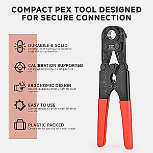 iCrimp Pex Pipe Crimping Tool kit for 3/8,1/2,3/4,1-inch Copper Ring with Free Gauge&Pex Pipe Cutter -Meet ASTM F1807 and Portable