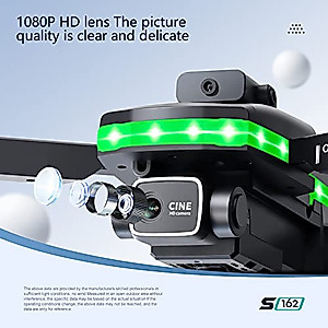 Drones with Camera for Kids 1080p, Foldable Fpv Remote Control Toys Gifts for Boys Girls, Quadcopter with Led Flash Bar, One Key Start Speed Adjustment, 3d Flips